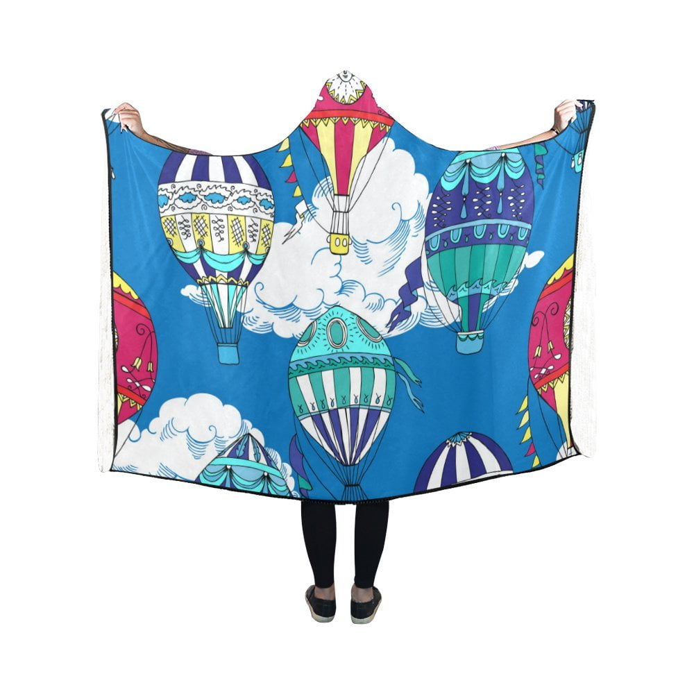 ASHLEIGH Hooded Blanket Hot Air Balloons Wearable Blanket 40x50 Inch ...