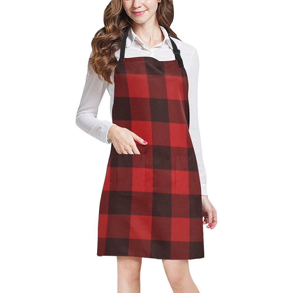 ASHLEIGH Kitchen Aprons Red Buffalo Check Lumberjack Plaid Pattern ...
