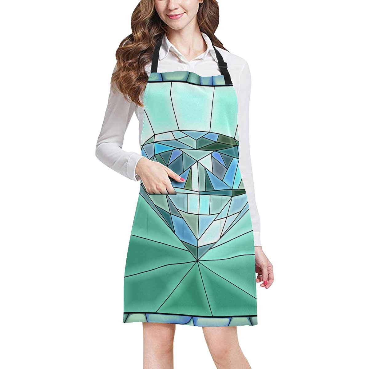 ASHLEIGH Mosaic Green Diamond Stained Glass Window with Frame Chef ...