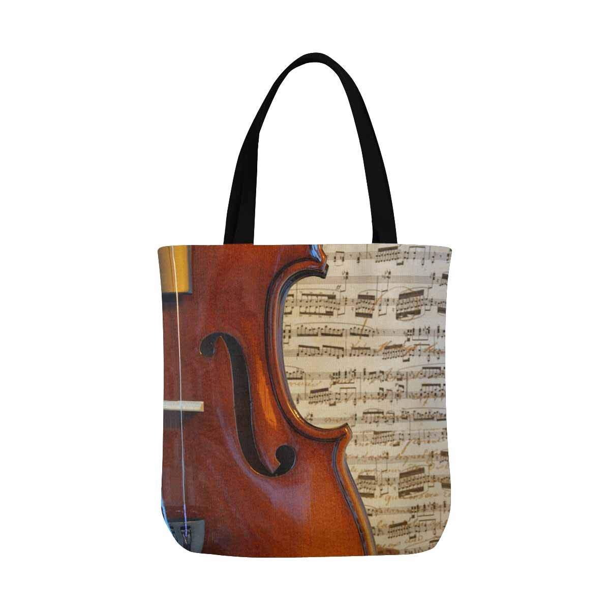 ASHLEIGH Musical Curves Violin against Music Notes Washable Canvas Tote ...