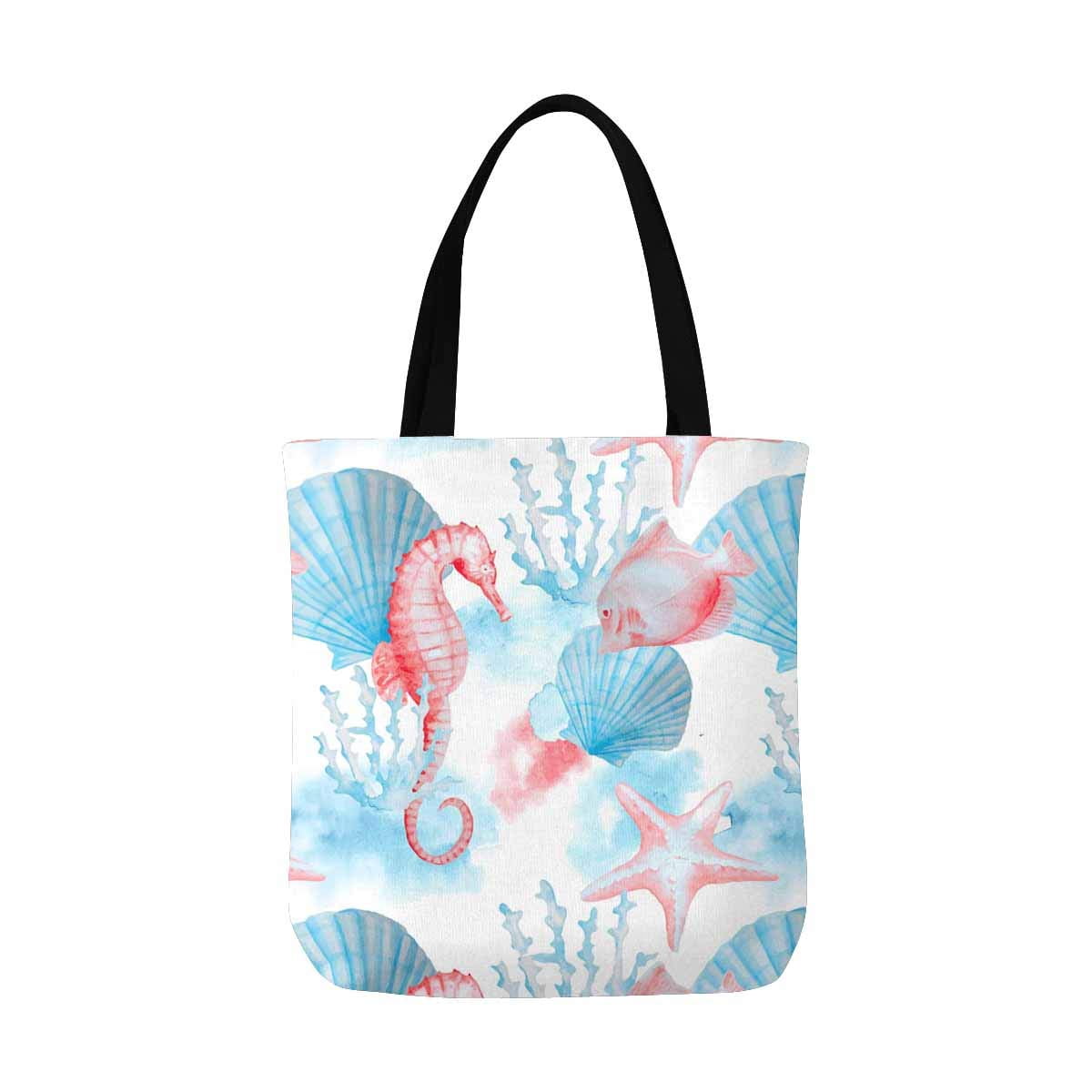ASHLEIGH Nautical Pattern with Sea Shells Sea Horse Corals Fish Canvas ...