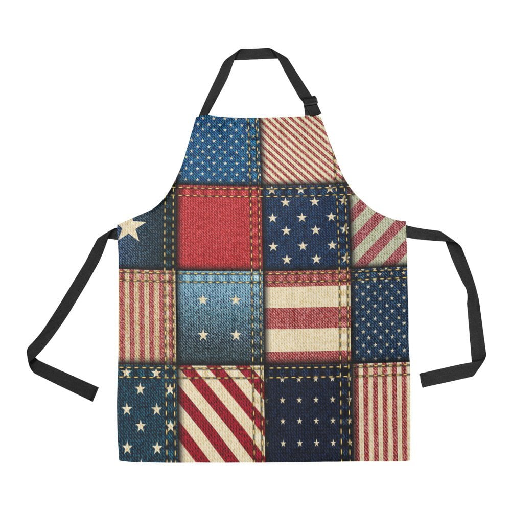 ASHLEIGH Patchwork of American flag Adjustable Bib Apron with Pockets ...