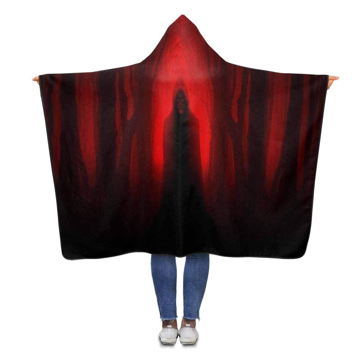 ASHLEIGH Red Scary Pattern Hooded Throw Blanket 56x80 inches Adults ...