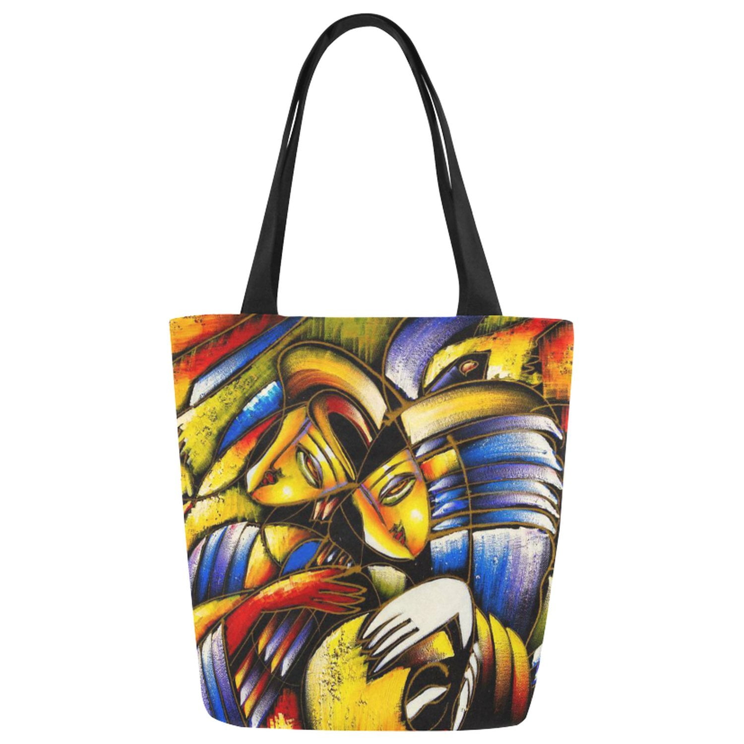 ASHLEIGH Retro Abstract Face Canvas Tote Bag Shoulder Handbag Grocery ...