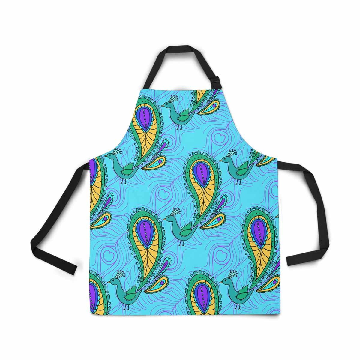ASHLEIGH Seamless Pattern Hand Drawn Peacock Adjustable Bib Apron for ...