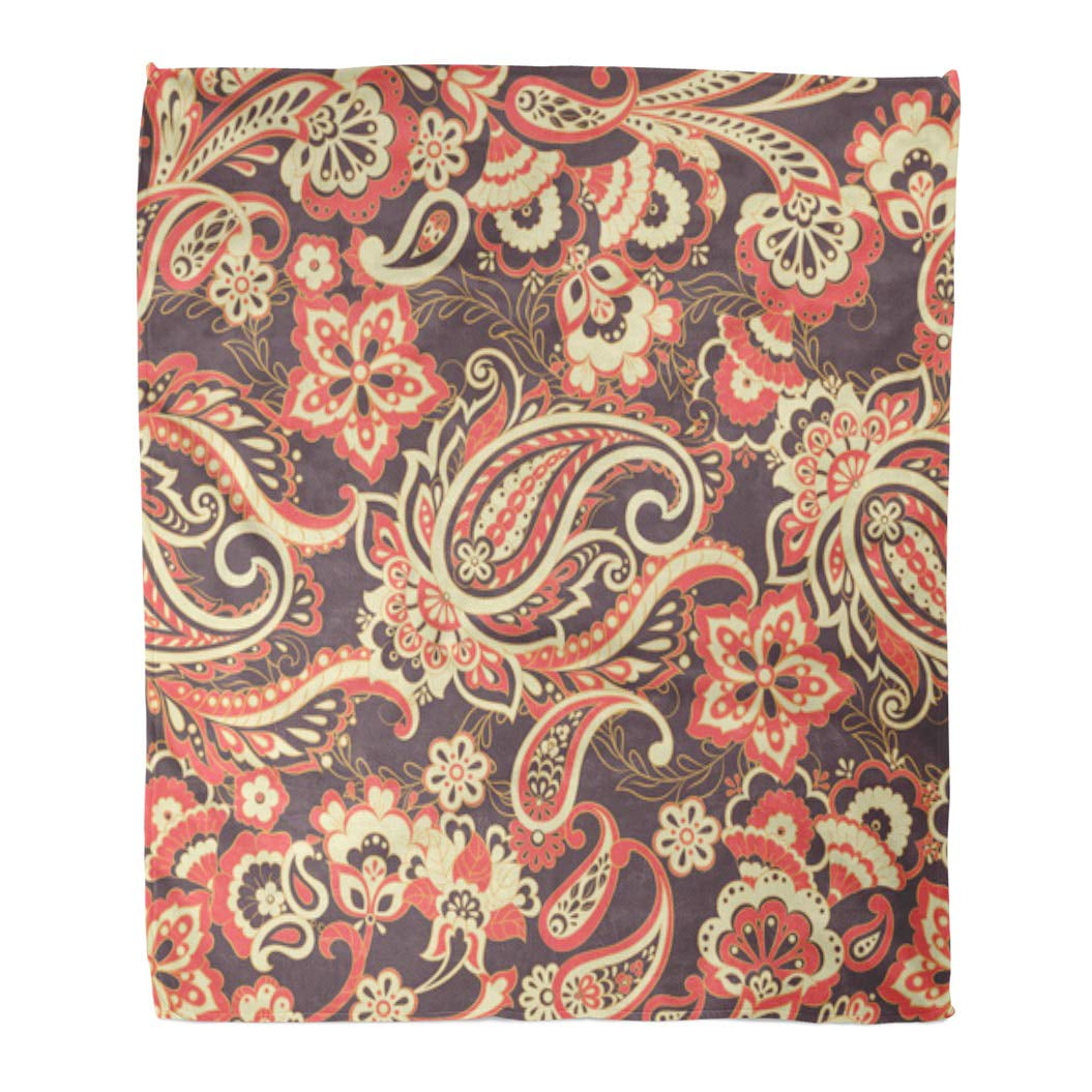 ASHLEIGH Semtomn Decorative Throw Blanket 58x80 Inches Pattern Paisley ...