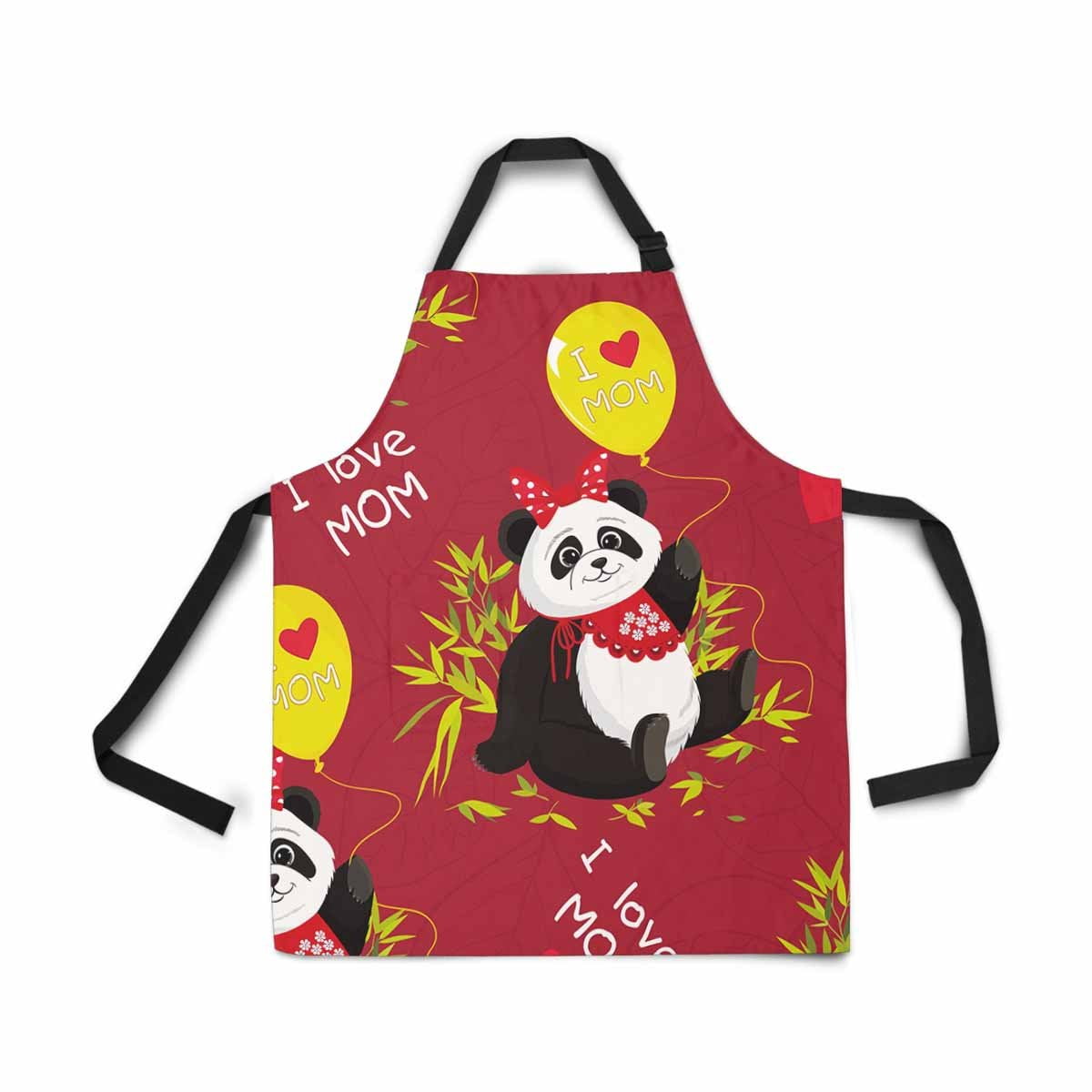 ASHLEIGH Sitting Cute Panda and Bamboo Adjustable Bib Apron for Women ...