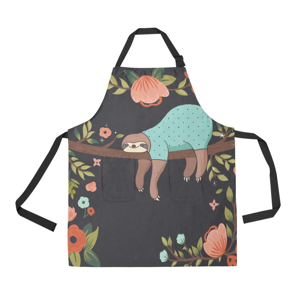 ASHLEIGH Sloth Adjustable Bib Apron with Pockets for Women and Men ...