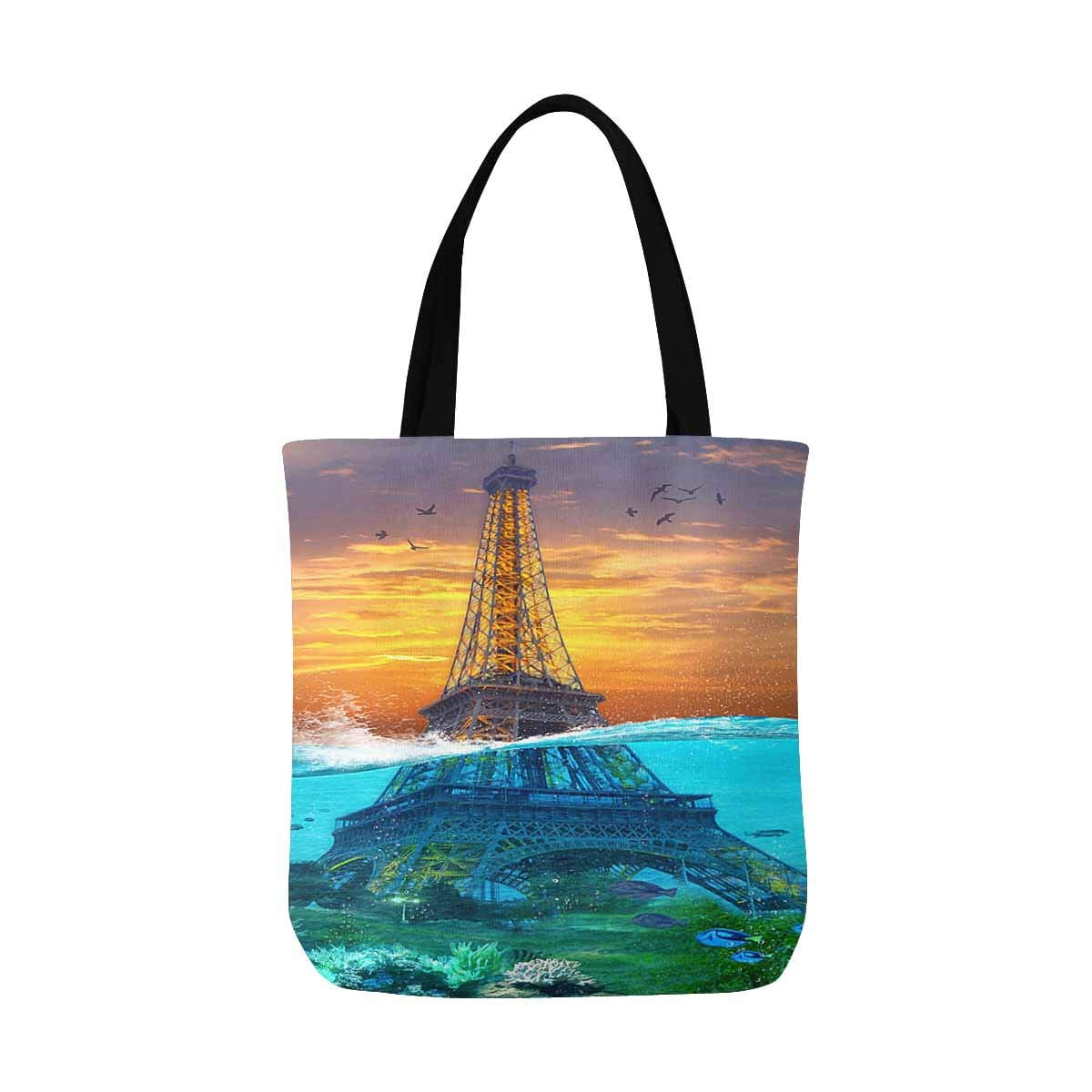 ASHLEIGH Sunk Eiffel Tower Reusable Grocery Bags Shopping Bag Canvas ...