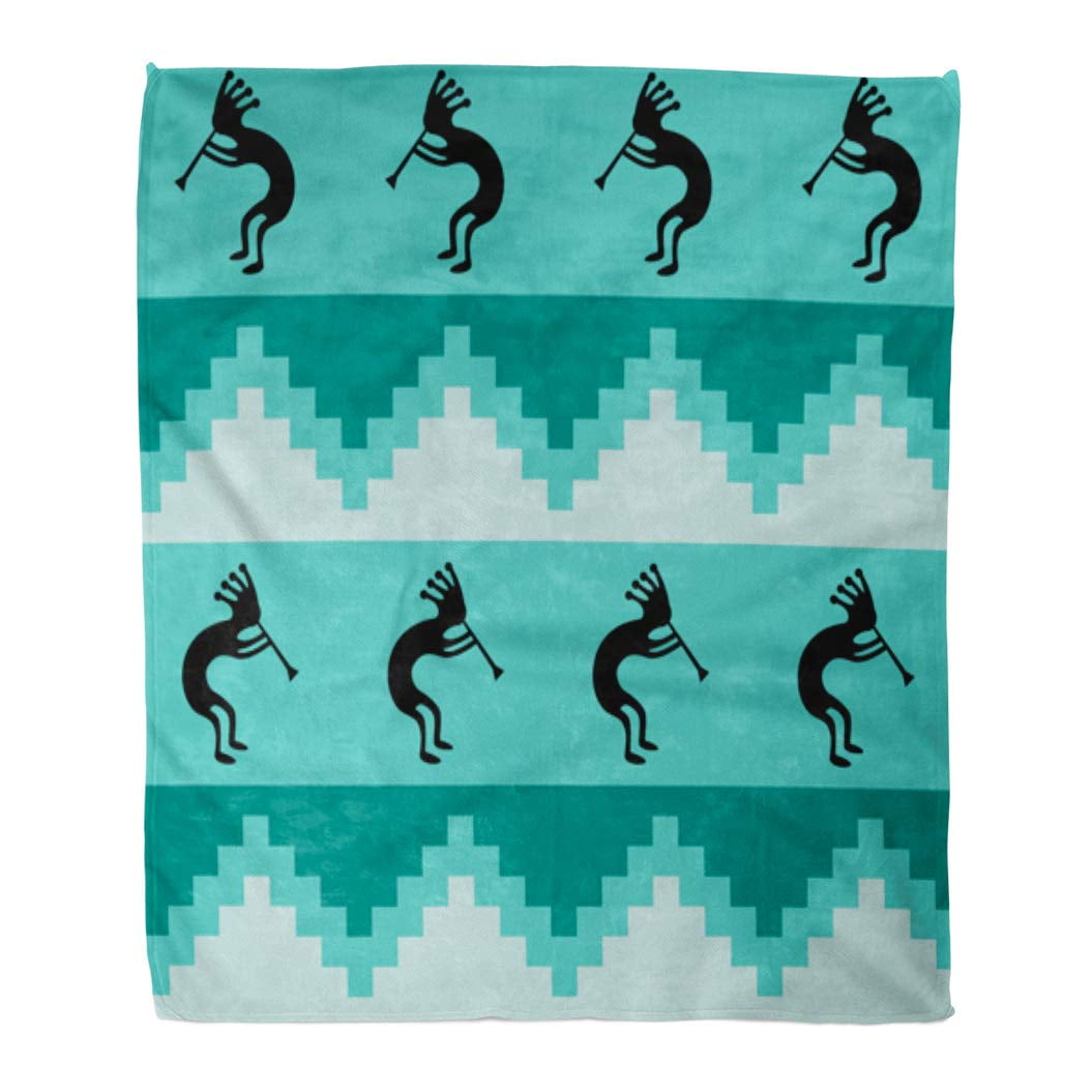 ASHLEIGH Throw Blanket 50x60 Inches Blue Southwest Southwestern Design ...