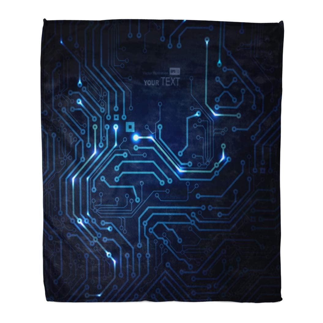 ASHLEIGH Throw Blanket 50x60 Inches Technology Blue Abstract of Digital ...