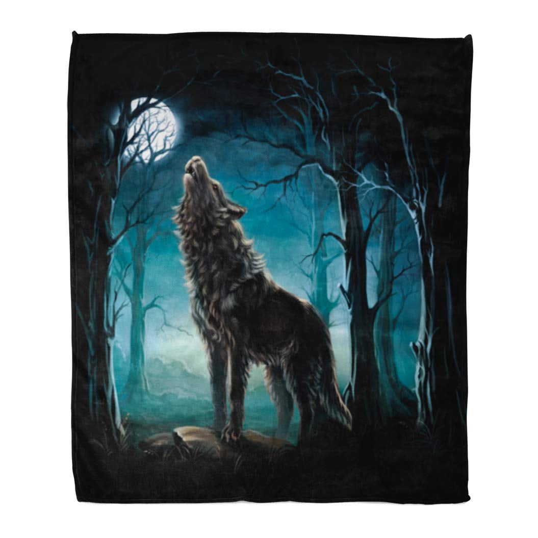 ASHLEIGH Throw Blanket 50x60 Inches Werewolf Wolf Moon Forest ...