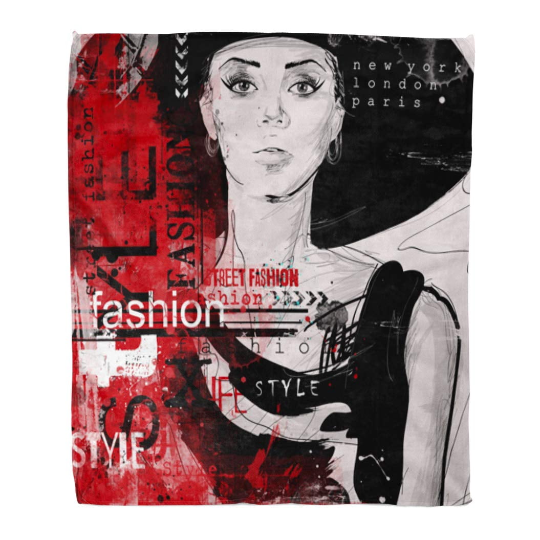 ASHLEIGH Throw Blanket 58x80 Inches Abstract Modern Teenage Girl on ...