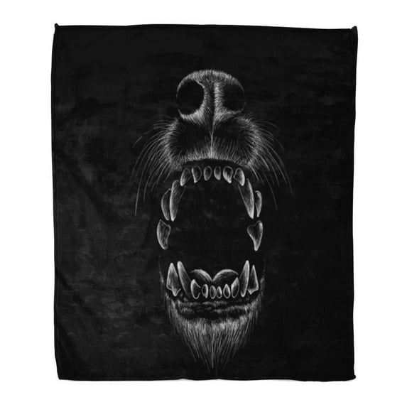 ASHLEIGH Throw Blanket 58x80 Inches Black Head The Wolf for Design ...
