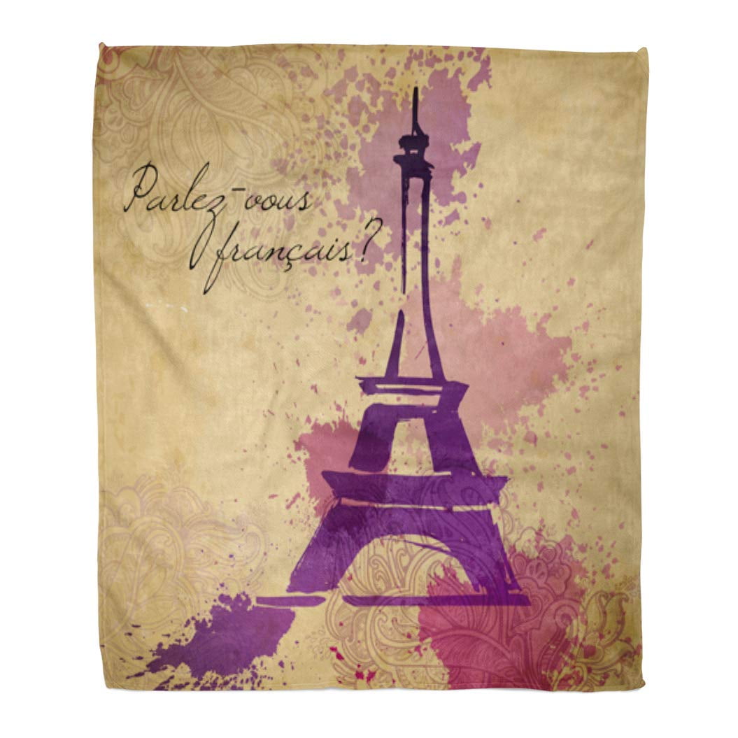 ASHLEIGH Throw Blanket 58x80 Inches Black Paris Grunge Elegance Ink ...