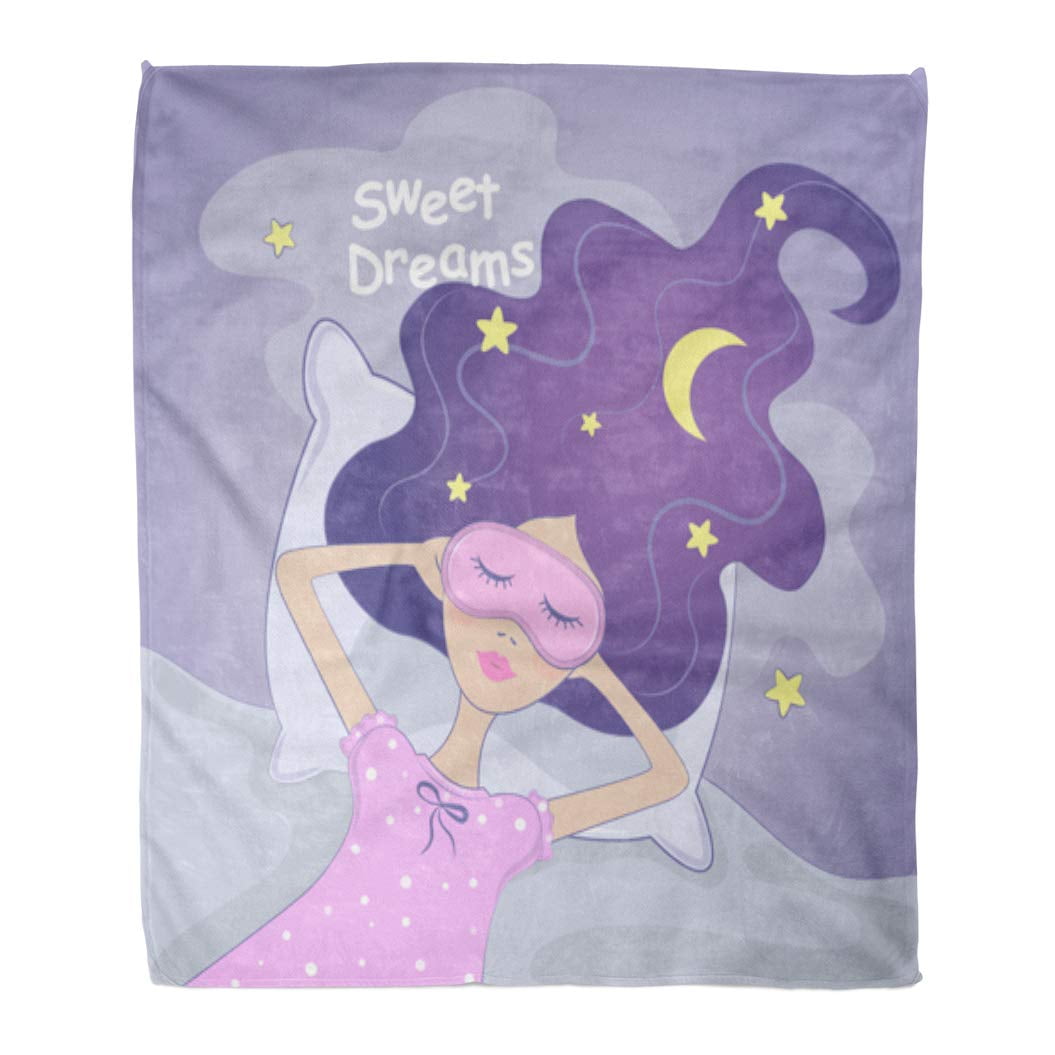 ASHLEIGH Throw Blanket 58x80 Inches Blue Beautiful Sweet Dream Girl ...