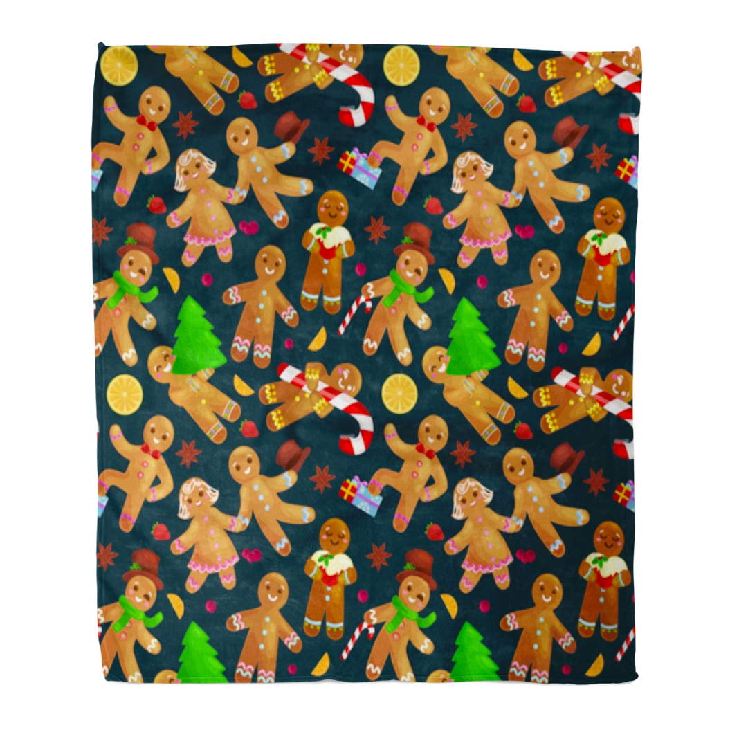 ASHLEIGH Throw Blanket 58x80 Inches Christmas Cookies Gingerbread Man ...