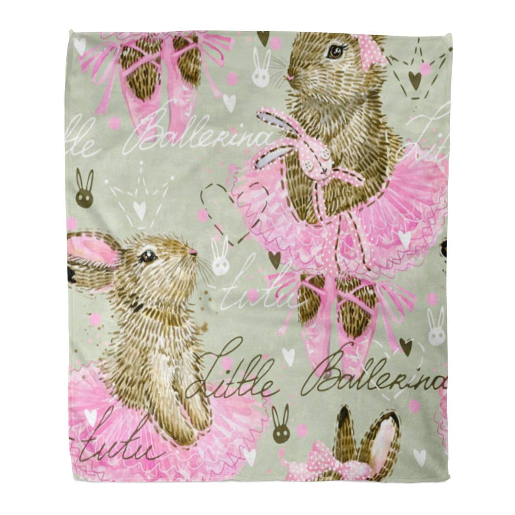 ASHLEIGH Throw Blanket 58x80 Inches Dance Cute Bunny Ballerina ...
