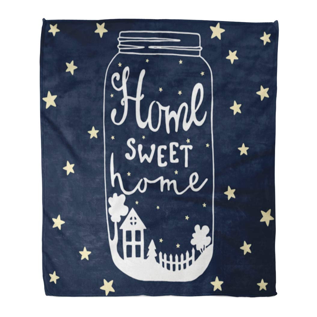 ASHLEIGH Throw Blanket 58x80 Inches Jar with Text and House Yard Tree ...