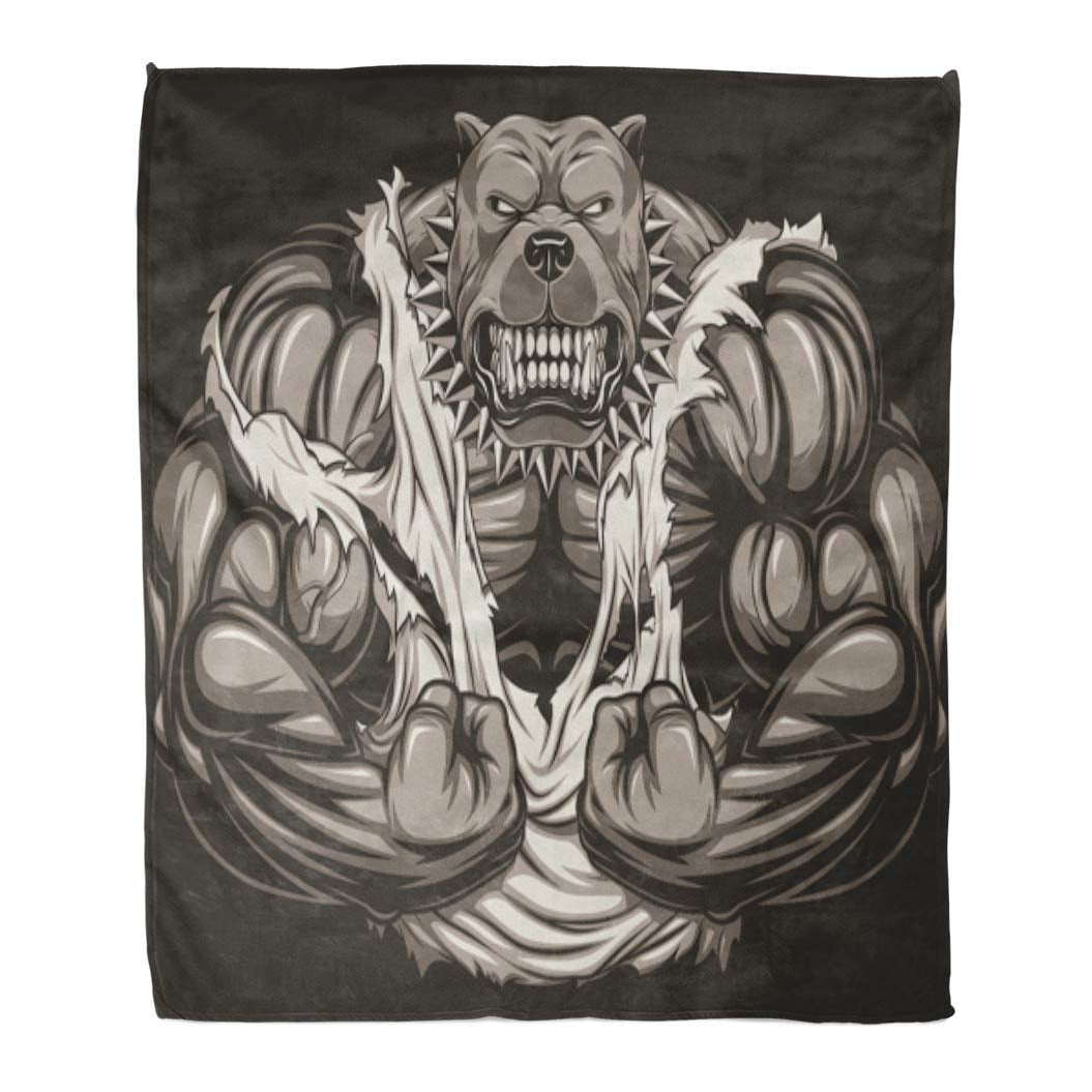 ASHLEIGH Throw Blanket 58x80 Inches Muscle Angry Dog Bodybuilder Scary ...