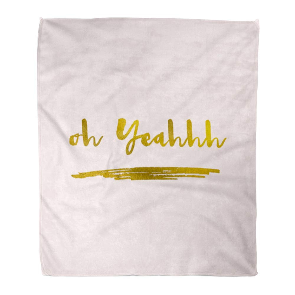ASHLEIGH Throw Blanket 58x80 Inches Pink Brushed Gold Calligraphy Quote ...