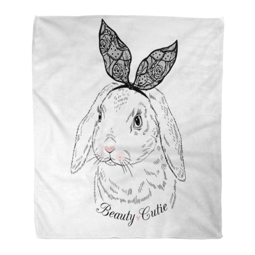 ASHLEIGH Throw Blanket 58x80 Inches Pink Rabbit Lovely Bunny Girl with ...