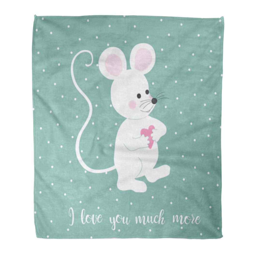 ASHLEIGH Throw Blanket 58x80 Inches Pink Rat Pattern with Cartoon Mouse ...