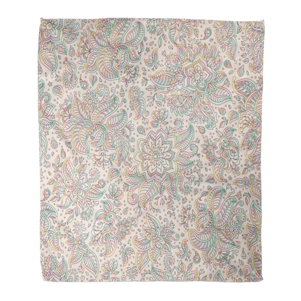 ASHLEIGH Throw Blanket Warm Cozy Print Flannel Abstract Floral Exotic ...