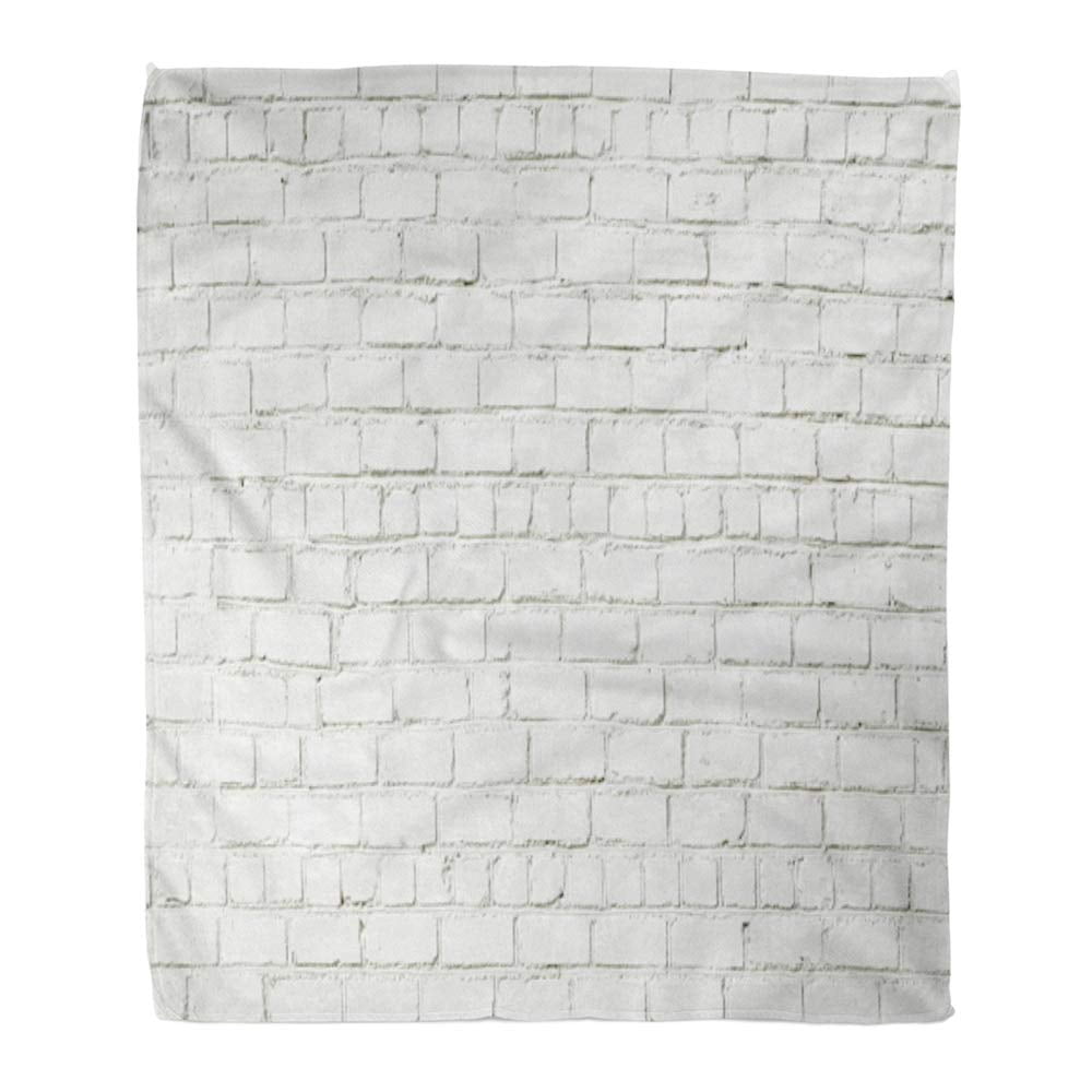 ASHLEIGH Throw Blanket Warm Cozy Print Flannel Abstract White Brick ...