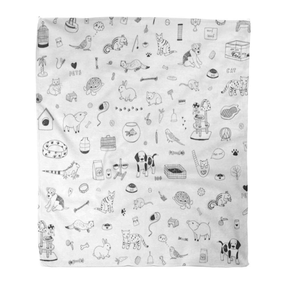 ASHLEIGH Throw Blanket Warm Cozy Print Flannel Accessories Pet Cute ...