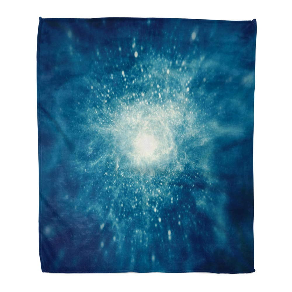 ASHLEIGH Throw Blanket Warm Cozy Print Flannel Blue Flare Abstract ...