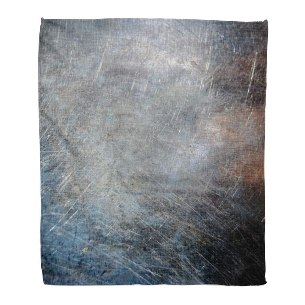 ASHLEIGH Throw Blanket Warm Cozy Print Flannel Blue Rust Scratched ...