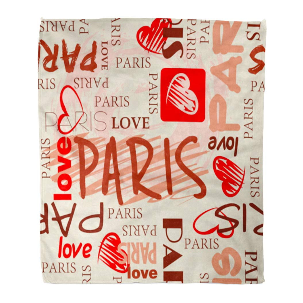 ASHLEIGH Throw Blanket Warm Cozy Print Flannel Colorful Map Word Paris ...