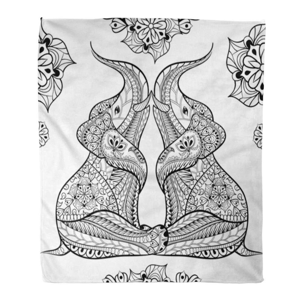 ASHLEIGH Throw Blanket Warm Cozy Print Flannel Ethnic Elephants in ...