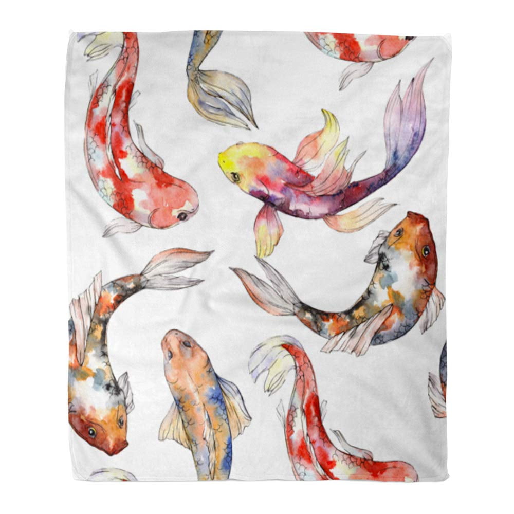 ASHLEIGH Throw Blanket Warm Cozy Print Flannel Exotic Goldfish Wild ...