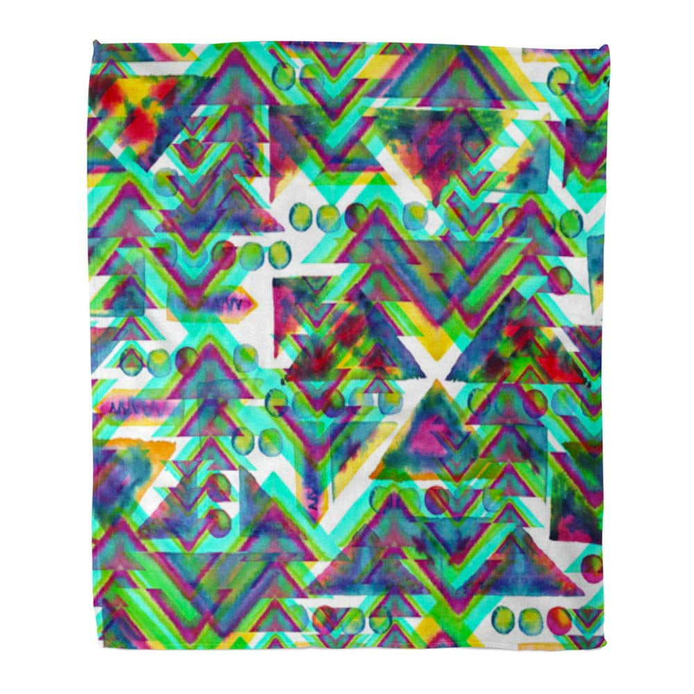 ASHLEIGH Throw Blanket Warm Cozy Print Flannel Geometric Pattern ...