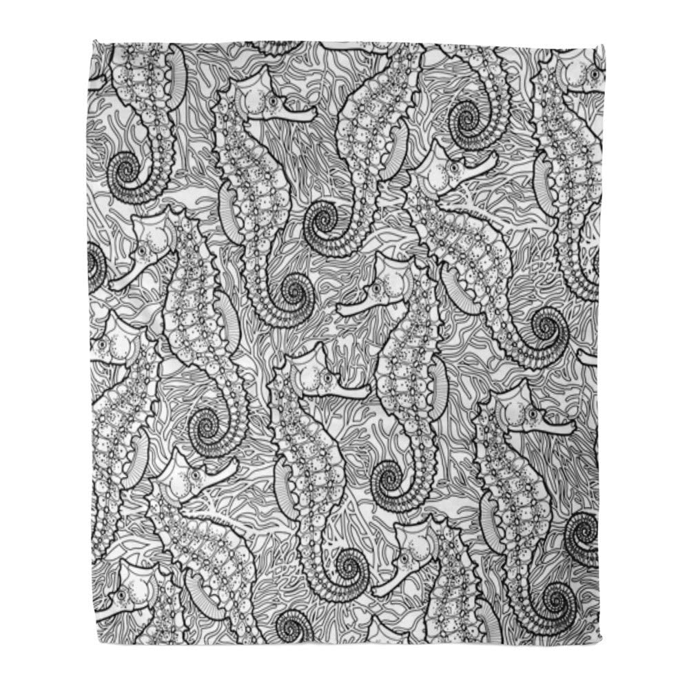 ASHLEIGH Throw Blanket Warm Cozy Print Flannel Graphic Leafy Seadragon ...