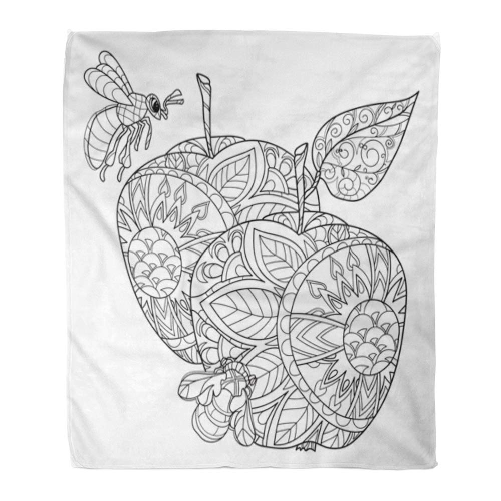 ASHLEIGH Throw Blanket Warm Cozy Print Flannel Honey Apple Doodle and ...