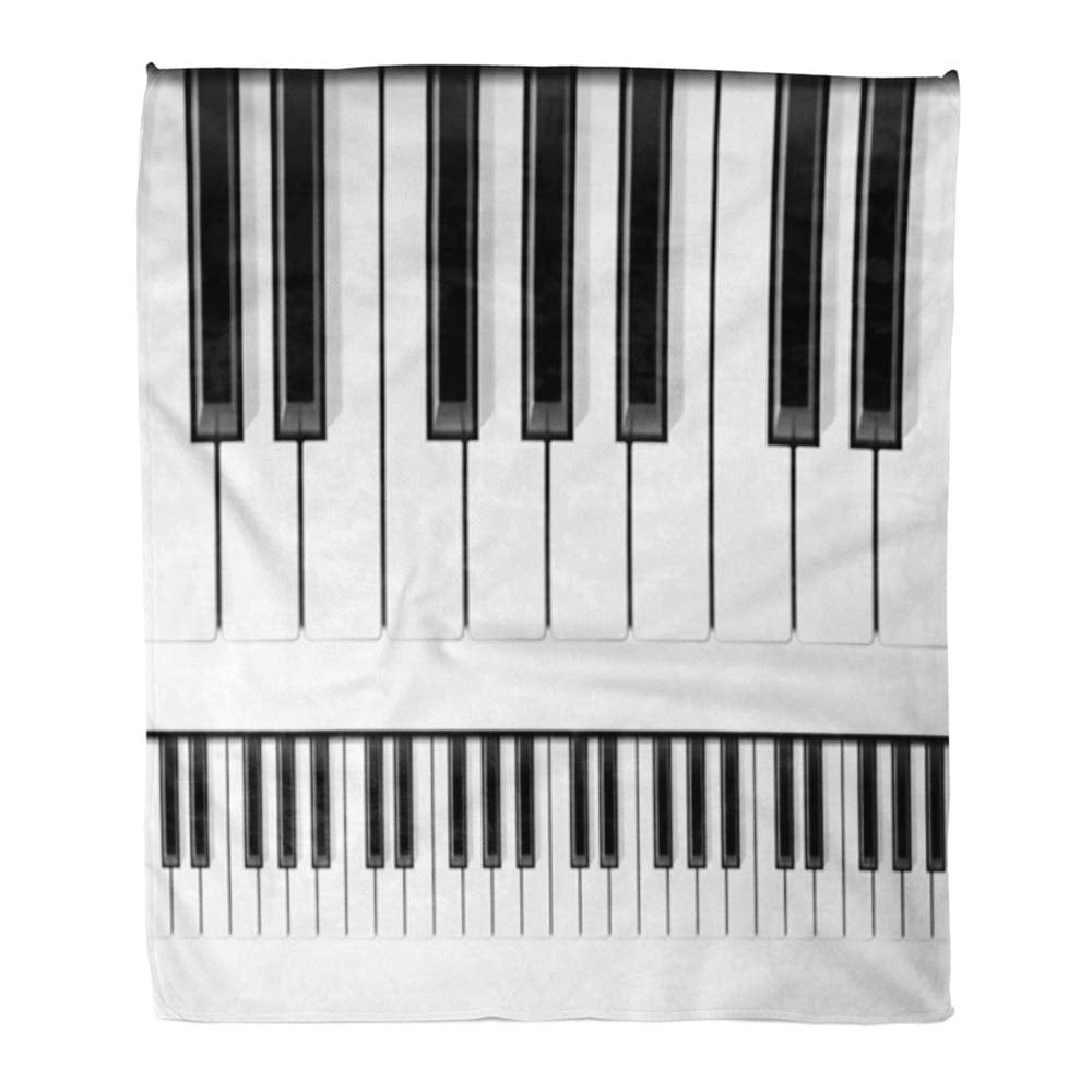 ASHLEIGH Throw Blanket Warm Cozy Print Flannel Keyboard Piano Keys ...