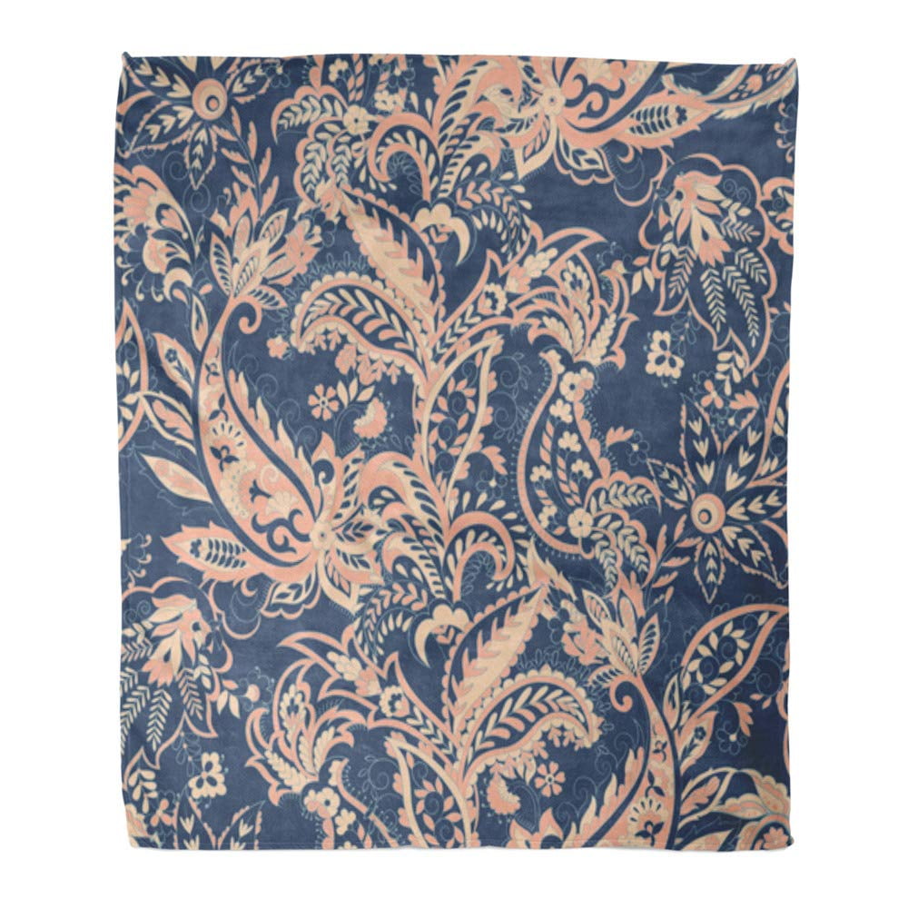 ASHLEIGH Throw Blanket Warm Cozy Print Flannel Paisley Fantastic Flower ...