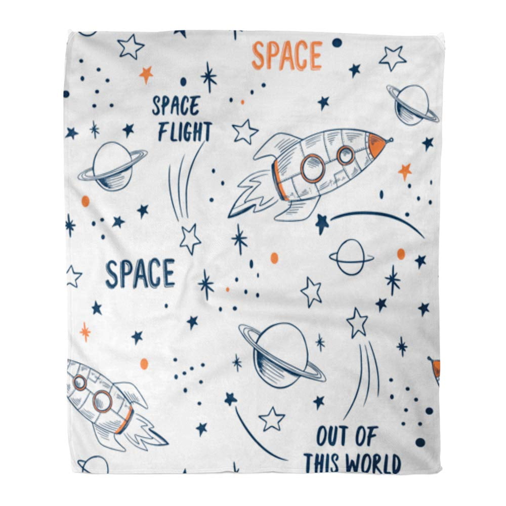 ASHLEIGH Throw Blanket Warm Cozy Print Flannel Pattern Space Doodle ...