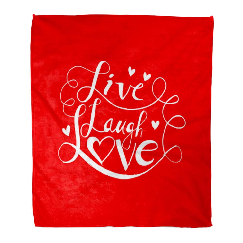ASHLEIGH Throw Blanket Warm Cozy Print Flannel Red Alphabet Live Laugh ...