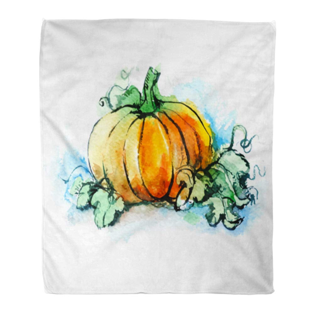 ASHLEIGH Throw Blanket Warm Cozy Print Flannel Ripe Orange Pumpkin ...