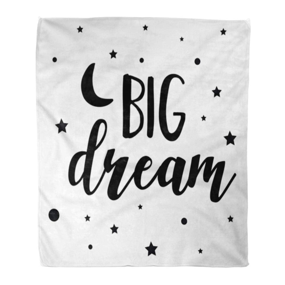 ASHLEIGH Throw Blanket Warm Cozy Print Flannel Saying Big Dream and ...