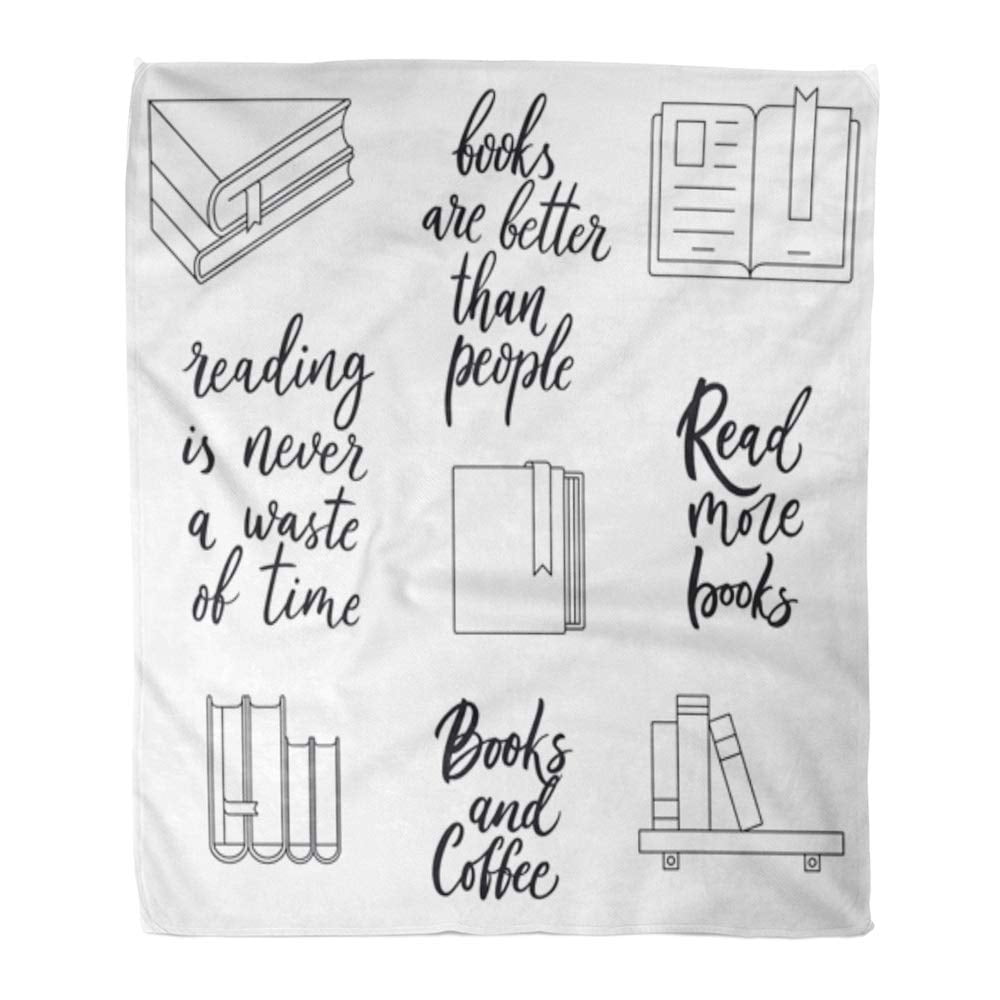 ASHLEIGH Throw Blanket Warm Cozy Print Flannel Sayings About Reading ...