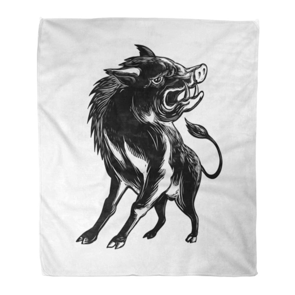 ASHLEIGH Throw Blanket Warm Cozy Print Flannel Scratchboard of Angry ...