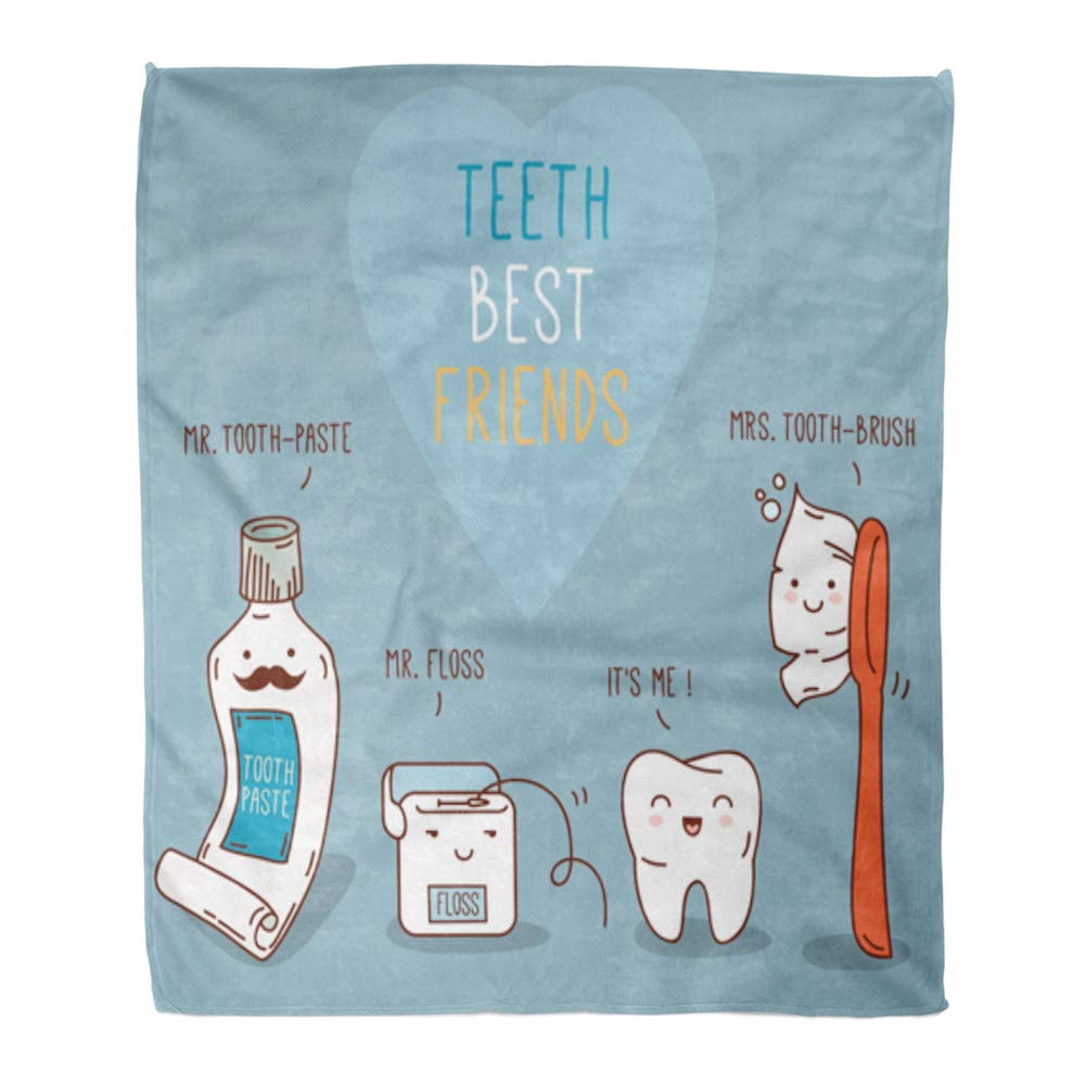 ASHLEIGH Throw Blanket Warm Cozy Print Flannel Teeth Best Friends ...