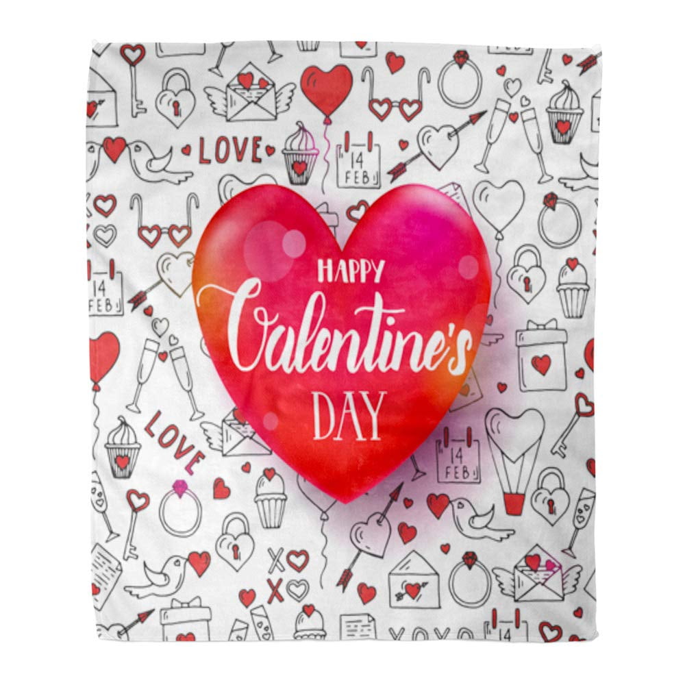 ASHLEIGH Throw Blanket Warm Cozy Print Flannel Valentines Day Love ...