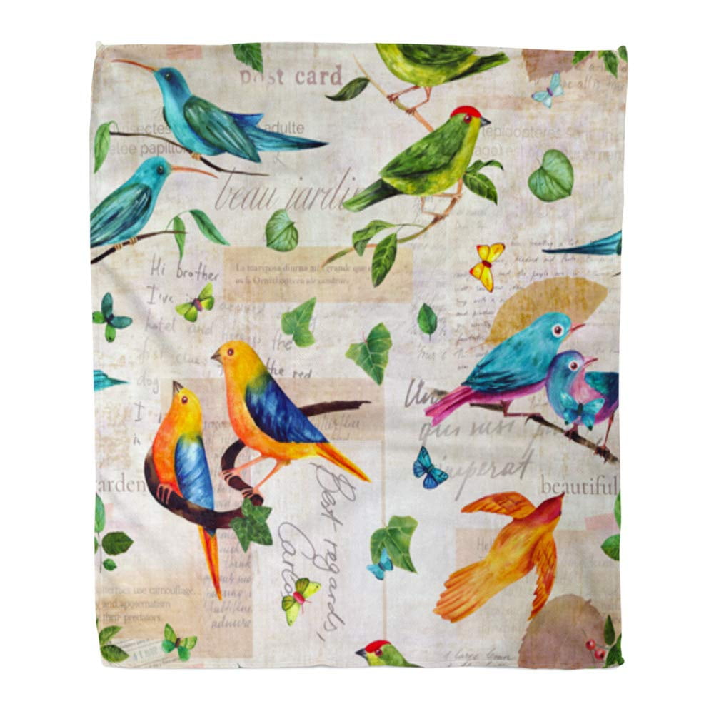 ASHLEIGH Throw Blanket Warm Cozy Print Flannel Vibrant Teal Blue and ...