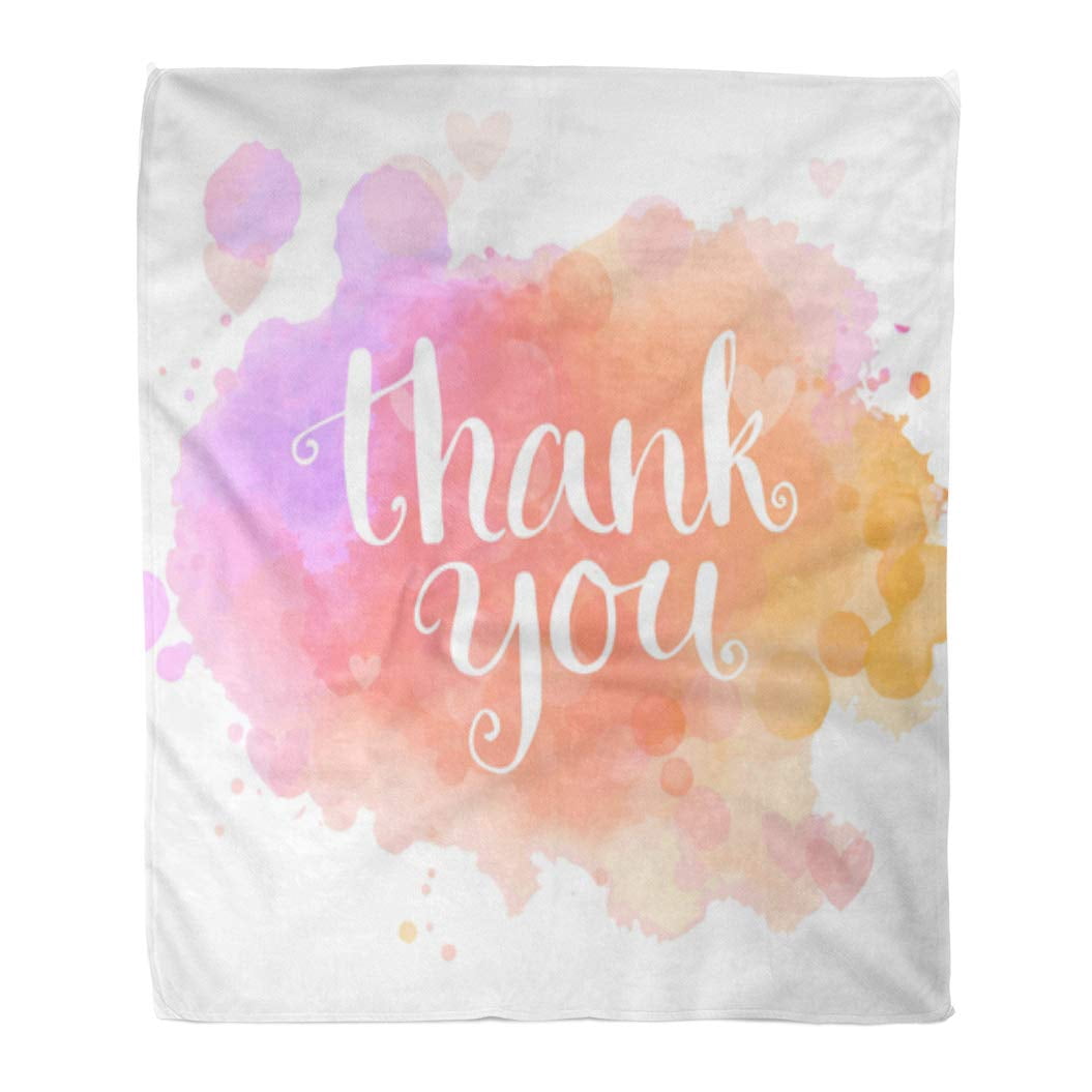 ASHLEIGH Throw Blanket Warm Cozy Print Flannel Yellow Pastel Thank You ...